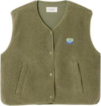 American Vintage Femme, Vestes, Vert, Taille: 36/38 FR Gilet sans manches &agrave; col rond