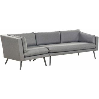Beliani Garten-Ecksofa Grau Stoffbezug L-f&ouml;rmig 3-Sitzer Modulsofa Modern link seitig Garten Terrasse Wohnzimmer M&ouml;bel Wohnecke Wohnlandschaft Sitzecke