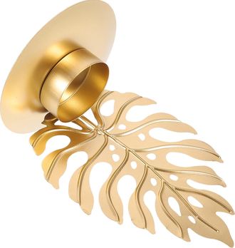 Cabilock NIYANGLE Nordischer Kerzenhalter aus Hochwertigem Eisen mit Goldenem Blattdekor Hitzebest&auml;ndig Langlebig Elegante Tischdeko f&uuml;r Romantische Abendessen