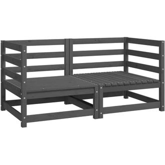 vidaXL Garten-Ecksofas 2 Stk. Grau Massivholz Kiefer - Vidaxl