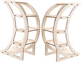 Valiclud 2 St&uuml;ck Rustikales Holzregal Mondform Stabiles Holz deko Regal mit Rustikalem Finish Praktisches Aufbewahrungsregal f&uuml;r Wohnzimmer Schlafzimmer B&uuml;ro u