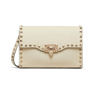 Valentino Garavani Femme, Sacs, Beige, Taille: ONE Size Sac bandouli&egrave;re en cuir Rockstud