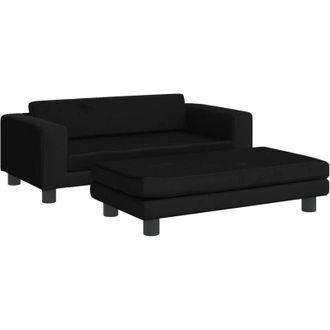 vidaXL Kindersofa mit Hocker Schwarz 100x50x30 cm Samt vidaXL
