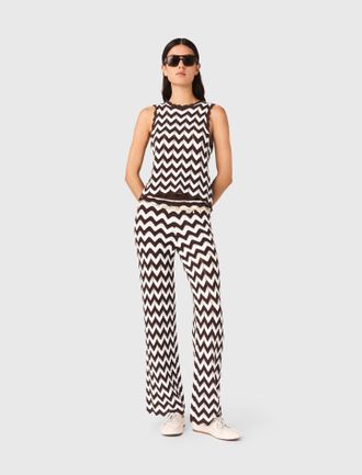 Maje Geh&auml;keltes Top Mit Zickzackmuster - Marron/blanc - Maje