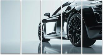 Islandburner Bild auf Leinwand Moderner schwarzer Sportwagen in minimalistischem Studio f&uuml;r Wohnzimmer Autoliebhaber Autohaus Bilder Wandbilder Poster