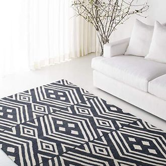 Safavieh Tapis de Transition pour Salon, Salle à Manger, Chambre à Coucher - Collection Lauren - Poils Courts - Gris Ardoise et Ivoire - 122 x 183 cm