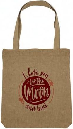 Fabulous Sac Shopping Tote Bag Aspect Lin - I Love You to the Moon and Back Lune Illustration Fus&eacute;e Amour - Sac de Courses Toile Epaisse 360g Beige Naturel Cab