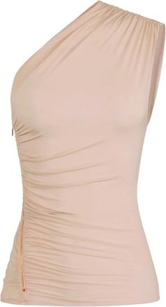Elisabetta Franchi Femme, Tops, Beige, Taille: 42 FR Haut asym&eacute;trique en jersey