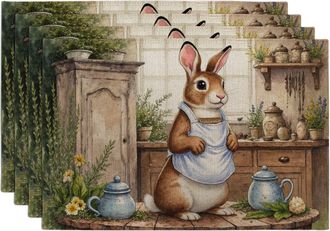 Generic Tischsets f&uuml;r die K&uuml;che, rustikale Vintage-botanische Tischsets f&uuml;r Esstisch, Fr&uuml;hling, Ostern, rutschfest, waschbar, f&uuml;r Innen- und Au&szlig;enbereich, K&uuml;c