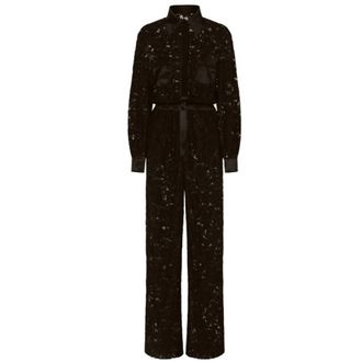 Dolce & Gabbana Seiden Jumpsuit mit Spitze - - Jumpsuits & Playsuits - Damen - Schwarzk - M