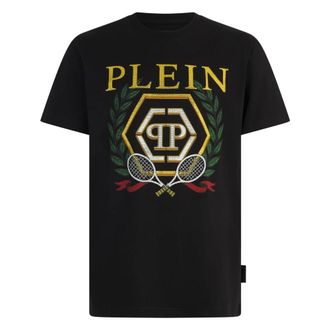 Philipp Plein Rundhals-T-Shirt Tennis Crest - - Tops - Herren - Schwarzk - M