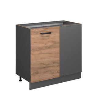 Vicco Eckunterschrank R-Line, Goldkraft Eiche/Anthrazit, 86 cm ohne Arbeitsplatte