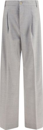 Laneus Wide-Leg Merino Wool Trousers - Gray