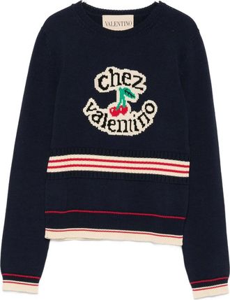 Valentino Cherry-embellished Crew-neck Sweater