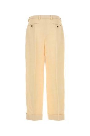 Valentino Garavani Mens Cream Jute Blend Pant Burro Exterior: Viscose Silk Pantaloni Trousers