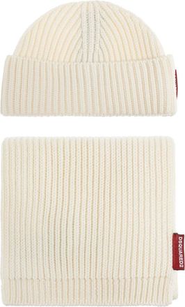 Dsquared2 Homme, Accessoires, Beige, Taille: ONE Size Ensemble bonnet et &eacute;charpe