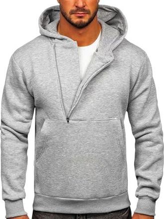 Generic Sweat &agrave; capuche l&eacute;ger pour homme - Automne et hiver - Demi-fermeture &eacute;clair - Couleur unie - Sport d&eacute;contract&eacute; - Pour entra&icirc;nement int&eacute;rieur et ext&eacute;ri