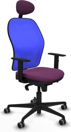 Piqueras y Crespo Jorquera Lendenwirbelsessel mit 1D-Armlehnen und festem Kopfteil, ausgestattet mit 5 Positionen und Schaumstoff, Rollen von 65 mm, Parkett, Blau/Viole