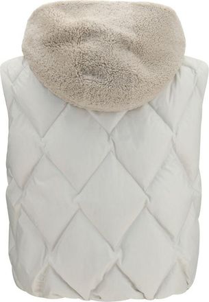 Brunello Cucinelli Quilted Shearling-Hood Vest - Gray