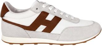 Hogan Homme, Chaussures, Blanc, Taille: 40 1/2 EU Baskets en daim avec patch logo