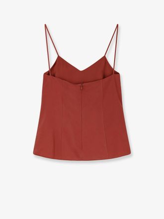 Max Mara Womens Silk V-Neck Top Orange T-Shirts & Jerseys