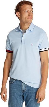 Tommy Hilfiger Polo Manches Courtes Homme Flag Cuff Slim Fit, Bleu (Sweet Blue), 3XL