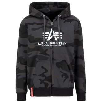 Alpha Industries Herren Basic Zip Hoody Camo Felpa Con Cappuccio da Uomo Hooded Sweatshirt, Black Camo
