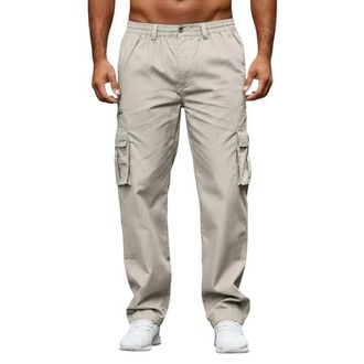 Generic Pantalon cargo pour homme - Coupe droite - Coupe droite - Pantalon de travail d&eacute;contract&eacute; - Couleur unie - Pantalon de jogging - Pantalon de randonn&eacute;e