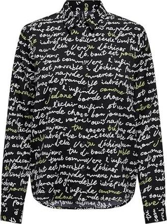 Only Onlnova Life Elite L/S Lynne T-Shirt Blouse, Noir/AOP : 595 Lé Téxt, M Femme
