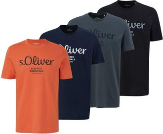 s.Oliver Homme T-shirt Paquet de 4 Logo T-Shirt