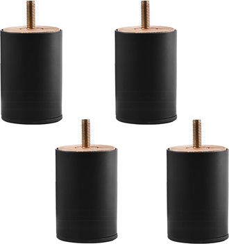 Generic 4 Schwarze, Runde Ersatzf&uuml;&szlig;e F&uuml;r Sofas Und Couches, Massivholz-M&ouml;belbeine, Vorgebohrte M8-Schrauben, Schrankf&uuml;&szlig;e, F&uuml;r Kommoden, Hocker Und St&uuml;hle(Schw