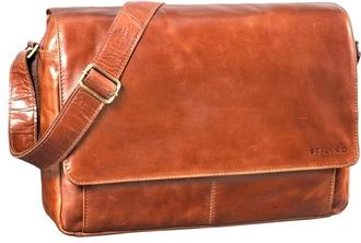 STILORD Lonzo Vintage Sac à lÉpaule pour Hommes Femmes Sac Messager Ordinateur Portable 15,6 pouces Sacoche Bandoulière Besace Cuir, Couleur:cognac - brillant