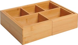 HOMCOM Aufbewahrungsbox Schubladen Ordnungsbox Organizer ausziehbar Bambus Natur 24,6 x 17,6 x 7 cm