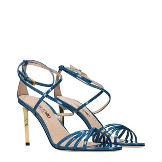 Tom Ford Womens Patent Leather Strappy Sandal Blue Heels