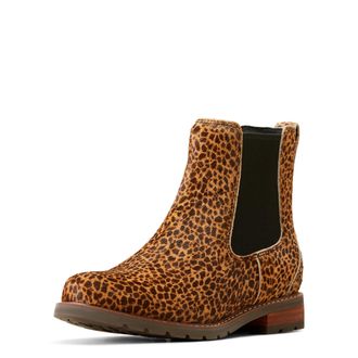 Ariat Womens Wexford Chelsea Boots in Cheetah Hair On, B Medium Width, Size 36.5, by Ariat