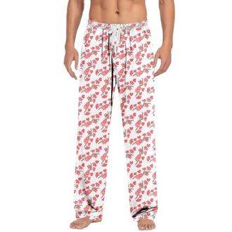 Generic Pantalon de pyjama pour homme - Jambes droites - Jambes larges - Pantalon de pyjama en flanelle - Pantalon de d&eacute;tente - Pantalon de Saint-Valentin - V