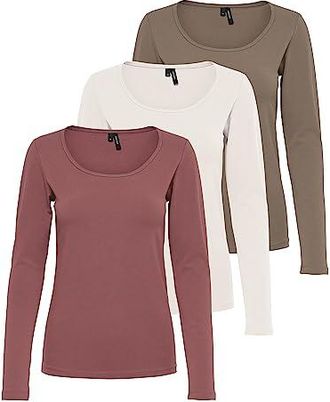 Vero Moda Vmmaxi My Ls Soft Uneck Ga Noos T-shirt à manches longues pour femme, 1 noyer, 1 rose marron, 1 guimauve, XXL