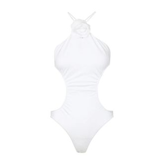 Philosophy di Lorenzo Serafini Wei&szlig;es Lycra Top mit pinkfarbenem Ausschnitt - - Swimwear - Damen - Wei&szlig; - M