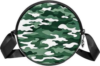 Generic Sac &agrave; bandouli&egrave;re Circle pour femme, petit sac &agrave; bandouli&egrave;re camouflage avec fermeture &eacute;clair, bretelles r&eacute;glables, sac &agrave; main rond d&eacute;contract&eacute; pour f