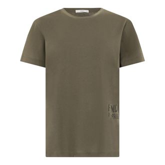 Fendi Rundhals-T-Shirt mit Logo - - Tops - Damen - Gr&uuml;n - L