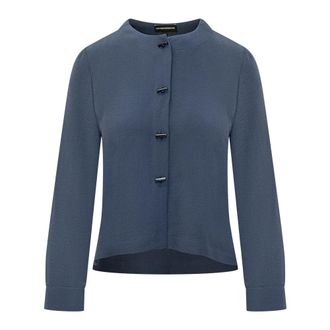 Emporio Armani Bluse mit Rundhalsausschnitt - - Knitwear - Damen - Blau - XL