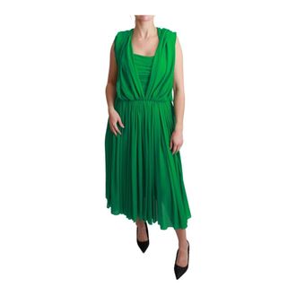 Dolce & Gabbana Gr&uuml;nes Seiden Plissiertes Maxikleid - - Dresses - Damen - Gr&uuml;n - S