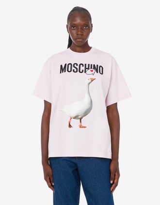 Moschino T-shirt en jersey de coton biologique Goose - Rose