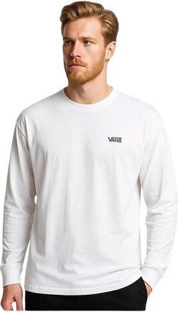 Vans Homme, Tops, Blanc, Taille: 2XL T-shirt &agrave; Manches Longues en Coton avec Logo Visible