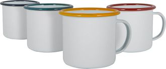 Argon Tableware Wei&szlig;e Emaille -Espresso -Tassen - 130ml - 4 Farben