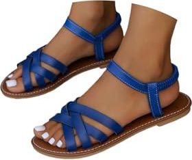 Generic Sandales larges pour femme, sandales &agrave; lani&egrave;res crois&eacute;es pour femme, pantoufles &agrave; bout ouvert, sandale &eacute;lastique, sandales de randonn&eacute;e, sandales de p