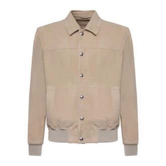 Eleventy Homme, Vestes, Brun, Taille: XL Leather Vestes