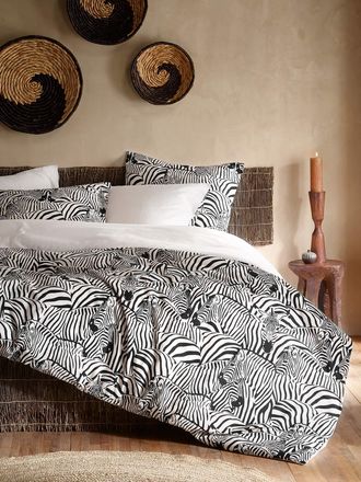De Witte Lietaer Zebra Bettw&auml;sche, Bettbezug und Kissenbez&uuml;ge, Baumwolle, Wei&szlig; - Schwarz, 240 x 220 cm