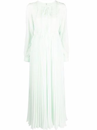 Self Portrait robe longue à design plissé - Vert