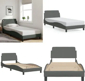 vidaXL Bettgestell ohne Matratze Dunkelgrau 90x200 cm Stoff - Bettes Gestell - Doppelbett - Boxspringbetten - Lattenrost - Schlafzimmer M&ouml;bel - Home & Living